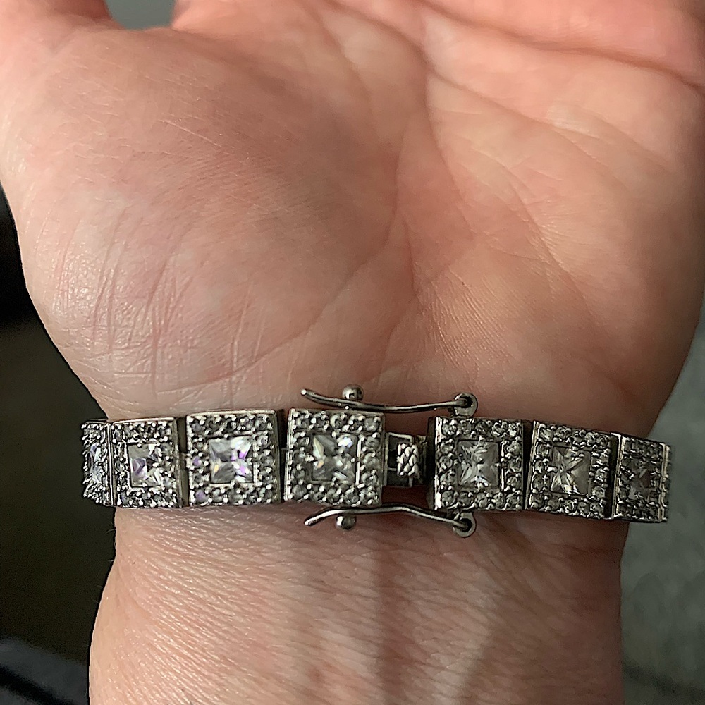 Sterling Silver Rhinestone Bracelet - Gem